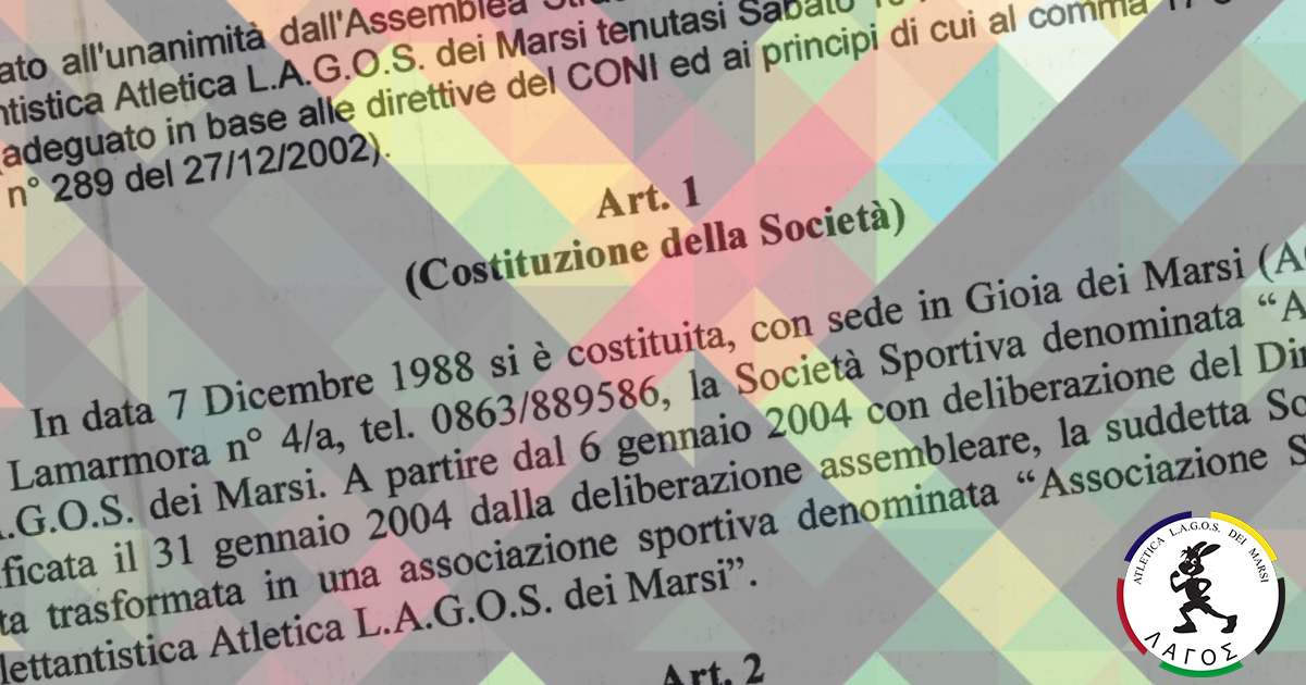 Statuto Sociale - Atletica L.a.g.o.s. dei Marsi
